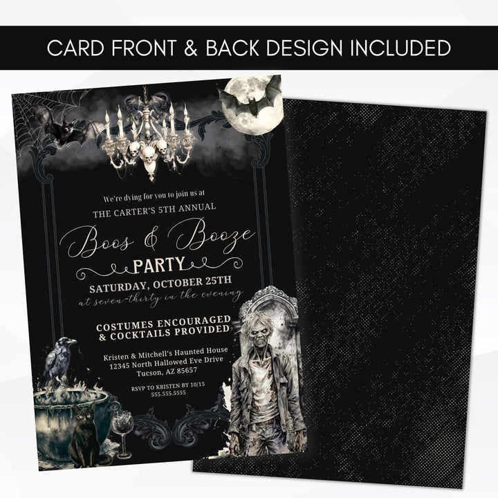 Spooky Boos and Booze Halloween Cocktail Party Invite | Simple Desert ...